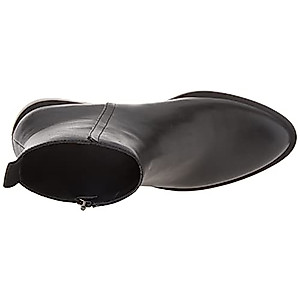 Amazon Essentials Women's Exterior Zip Flat Ankle Boot, Black Faux Leather, 5.5