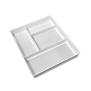 madesmart - 15222 Basic Gadget Tray Organizer - White | BASIC COLLECTION | 4-Compartments | Multi-Purpose Storage | Non-slip Lining | Easy to Clean | Durable | BPA-Free