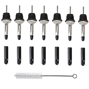 Liquor Pour Spout Set Stainless Steel Bottle Spouts and Liquor Pourer Dust Cap Covers 7+7 Pcs Speed Pour Top for Bottles