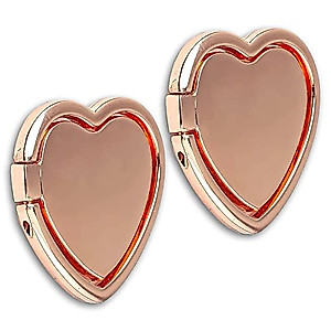 [2 Packs] Love Heart Shaped Glossy Finish Cell Phone Ring Holder Stand, 360 Degree Rotation Finger Ring Kickstand with Polished Metal Phone Grip for Magnetic Car Mount, Smartphone Accessories