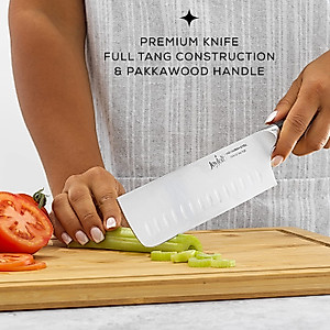 JoyJolt 7” Nakiri Knife. High Carbon x50 German Steel Kitchen Knife – Magnetic Gift Boxed Japanese Knife.