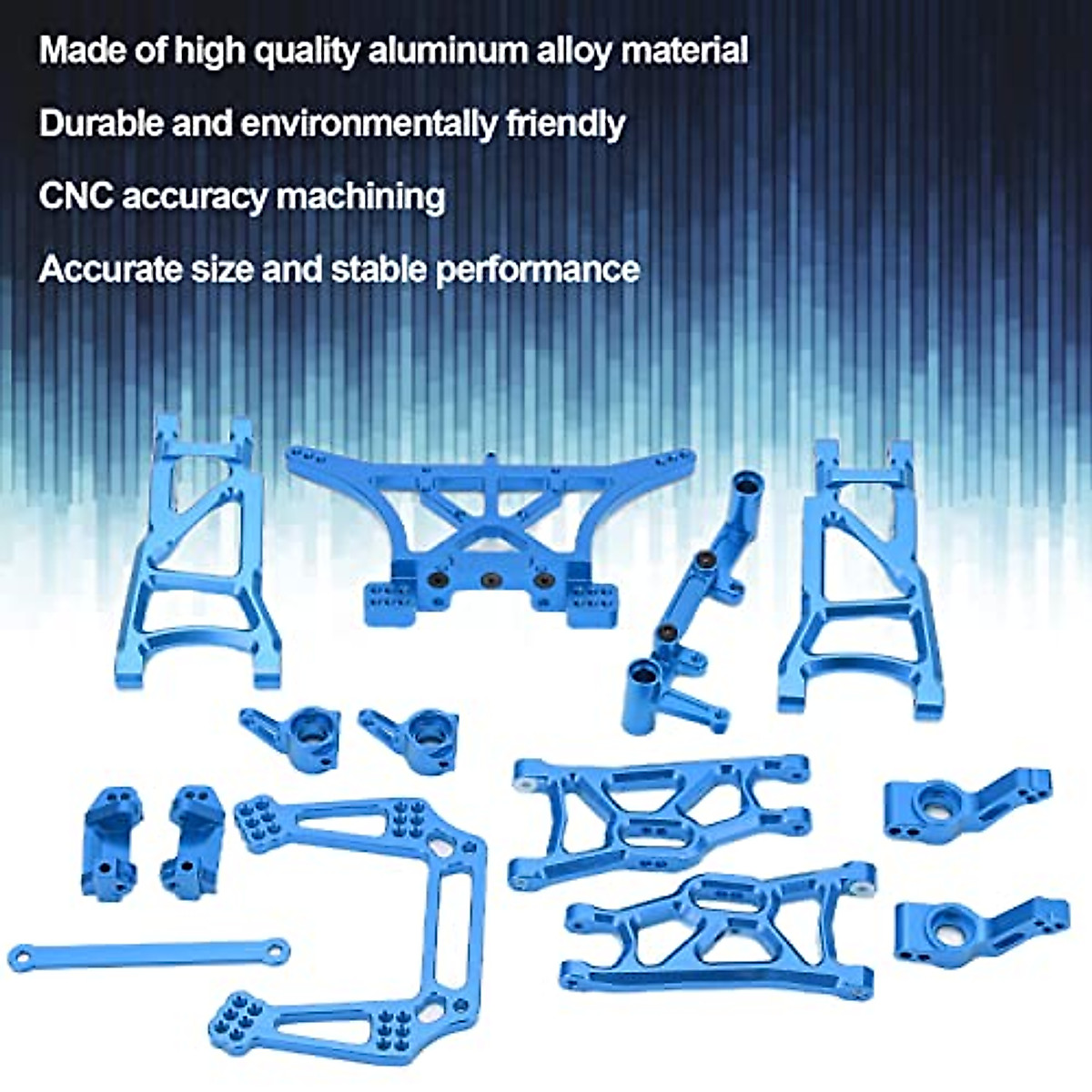 RC Front Rear Suspension Arm Kit, 1/10 RC Aluminum Alloy Parts Kit Compatible for TRAXXAS Slash 2WD 1/10 RC Car(Blue)