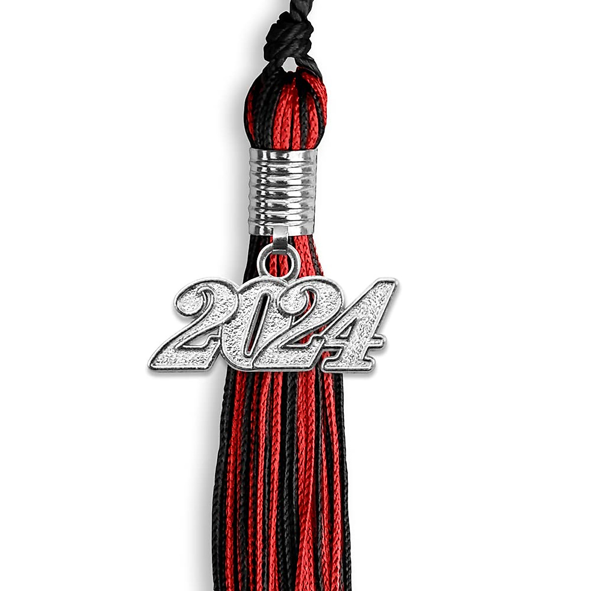 Endea Graduation Mixed Double Color Tassel with Silver Date Drop (Black/Red, 2024)