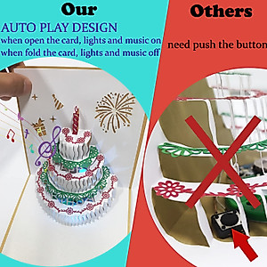 3D Changeable Colors Light Music Birthday Cards, Pop up Warming LED Colourful Musical Birthday Cake Happy Birthday Card, Greeting Cards Postcards for Mom Wife Sister Boy Girl and Friends 1 Pack