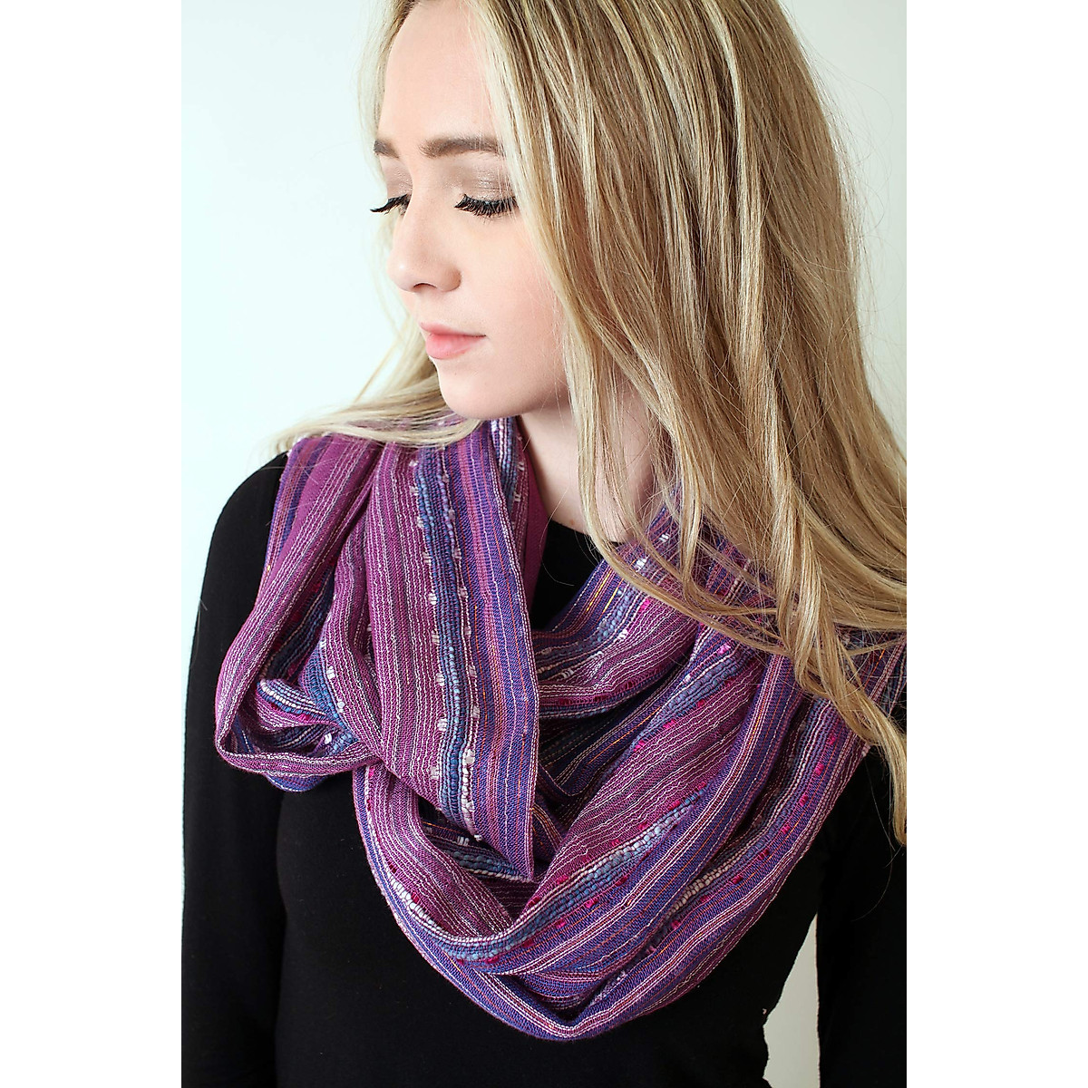 Anika Dali Women's Shimmer Sparkle Infinity Scarf- Festival Boho Bliss Fashion Scarf (French Lilac Purple)