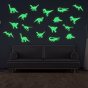 TONIFUL 45 pcs Dinosaurs Luminous Wall Stickers,3D Glow in Dark Dinosaurs Wall Decorative for Baby Children Room Wall Decals
