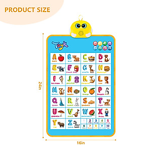 Electronic Alphabet Wall Chart, Talking ABC, 123s, Music Poster, Interactive Educational Toddler Toy, Gifts for Age 1 2 3 4 5 Year Old Boys Girls, Kids Fun Learning at Daycare, Preschool, Kindergarten