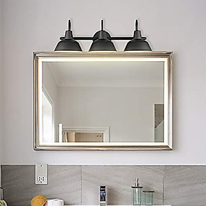 Globe Electric 51710 5-Piece Bathroom Accessory Set, with Vanity, Matte Black, 3-Light Vanity Light, Towel Bar, Towel Ring, Robe Hook, Toilet Paper Holder, Bathroom Lights Over Mirror, Home Décor