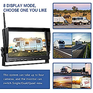 ZEROXCLUB 10'' 1080P Wireless Backup Camera System, 10 Inch DVR Quad Split Monitor Wireless Rear Side View Cameras, IP69 Waterproof Digital Signal Record System for RV/Truck/Trailer/Camper-BW104SL