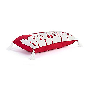 DEMDACO Cozy Winter Nights Red and White 21 x 12 Inch Reversible Lumbar Throw Pillow