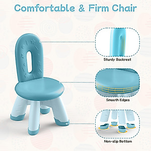 GITAWUSA Toddler Table and Chair Set, Kids Table and Chair with Double-Side Tabletop, Block Table for Toddlers 1-3, Kids Multi-Activity Table with Storage for Daycare/Playroom (Blue)