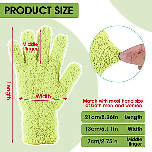Sibba 2pcs Microfiber Dusting Mitt Gloves Auto Household Cleaning Mittens Cloth Reusable Washable Gloves for Men Women Kitchen House Blinds Plants Mirrors Lamps Car Cleaning (Yellow)