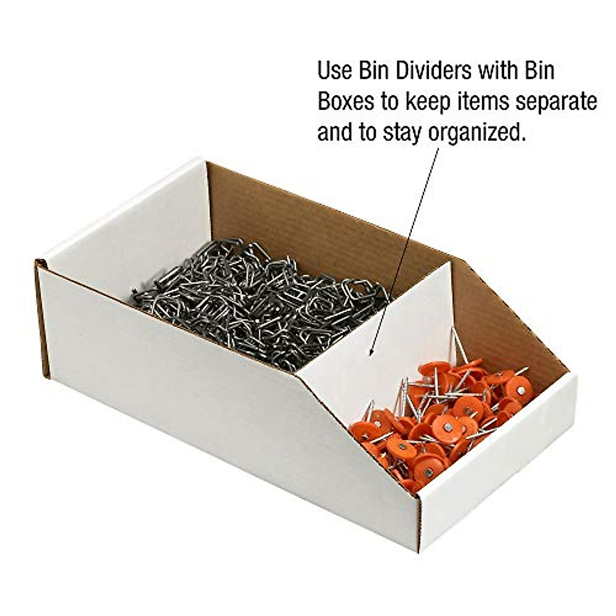 Aviditi Corrugated Cardboard Bin Dividers, 6", White, Case of 100, For Warehouse, Garage and Home Organization