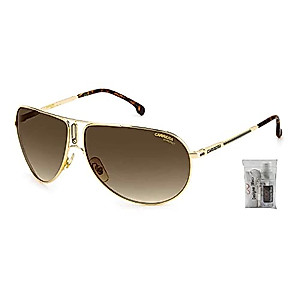 Carrera GIPSY65 0J5G/HA 64MM Gold/Brown Gradient Aviator Sunglasses for Men for Women + BUNDLE With Designer iWear Complimentary Eyewear Kit CAGIPSY65 64