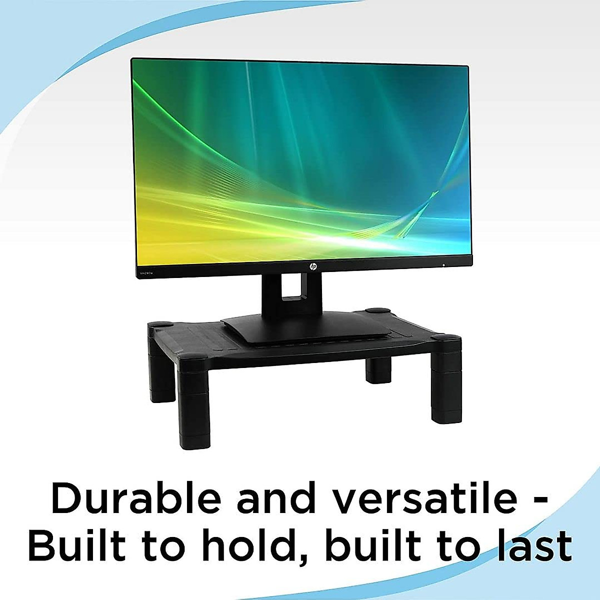 Halter Ergonomic Design Desk Monitor Stand with Adjustable Feet, Black, 1 Pack