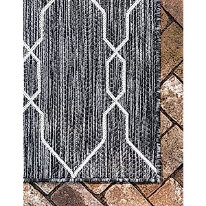 Unique Loom Outdoor Trellis Collection Area Rug - Links Trellis (5' 3" x 8' Rectangle, Charcoal/ Gray)