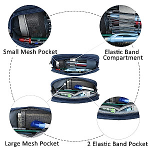 Large Capacity Pencil Case, Kasqo Big Pencil Bag Pouch Pen Case Pencil Marker Holder Stationery Organizer with Two Compartment for Teen Boys Girls Middle High School Supplies & Office, Blue