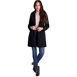 French Connection womens 3/4 Shearling Faux Fur Coat, Black, Large US