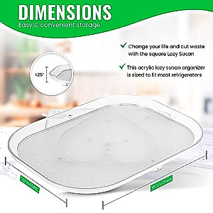 Axiom Creations Space Organizer Tray - Rectangular Rotating Lazy Susan for Refrigerator, Pantry, Kitchen Cabinets - Clear, Zero BPA Turntable Caddy for Bottles, Cans, Food - 16" x 12" x 1.25"