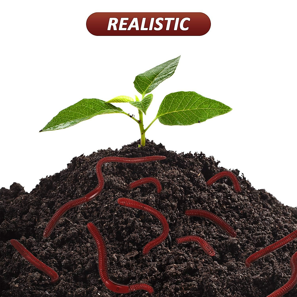 Gejoy 16 Pieces Fake Earthworm Plastic Lifelike Worm Soft Stretchy Rubber Earthworms Trick Toy for Halloween April Fool's Day Party