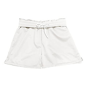Women's Drawstring Shorts Elastic Waist Comfy Lounge Short Solid Color Pocket Running Workout Summer Casual Shorts (White,XX-Large)