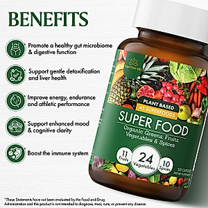Angel Pure MD Superfood Greens Fruit and Veggies Supplement - USDA Organic Super Greens & Super Reds Vegetable Supplements for Adults - Cruciferous Vegetables Supplement for Immunity & Gut Health