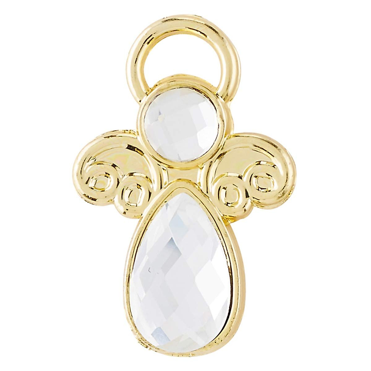 Gold Toned Glass Angel Lapel Pins, 1 Inch, Pack of 5