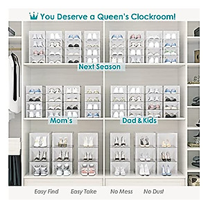 ESSBLIN 12 Pack Women's Shoe Box Clear Plastic Stackable - Shoes Organizer for Closet - Shoe Storage Boxes - Shoe Box Storage Containers - Shoe Bins Case - cajas para zapatos