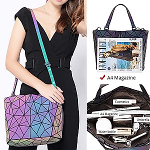 Sfly Shoulder Bags Womens Geometric Luminous Purse bags Ladies Crossbody Shoulder Bag Wallet Set