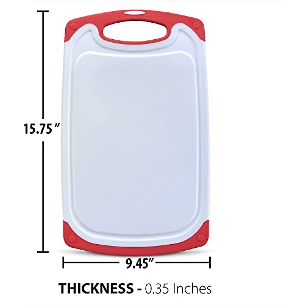 Raj Plastic Cutting Board Reversible Cutting board, Dishwasher Safe, Chopping Boards, Juice Groove, Large Handle, Non-Slip, BPA Free (Large (15.75" x 9.45"), Red and Green)