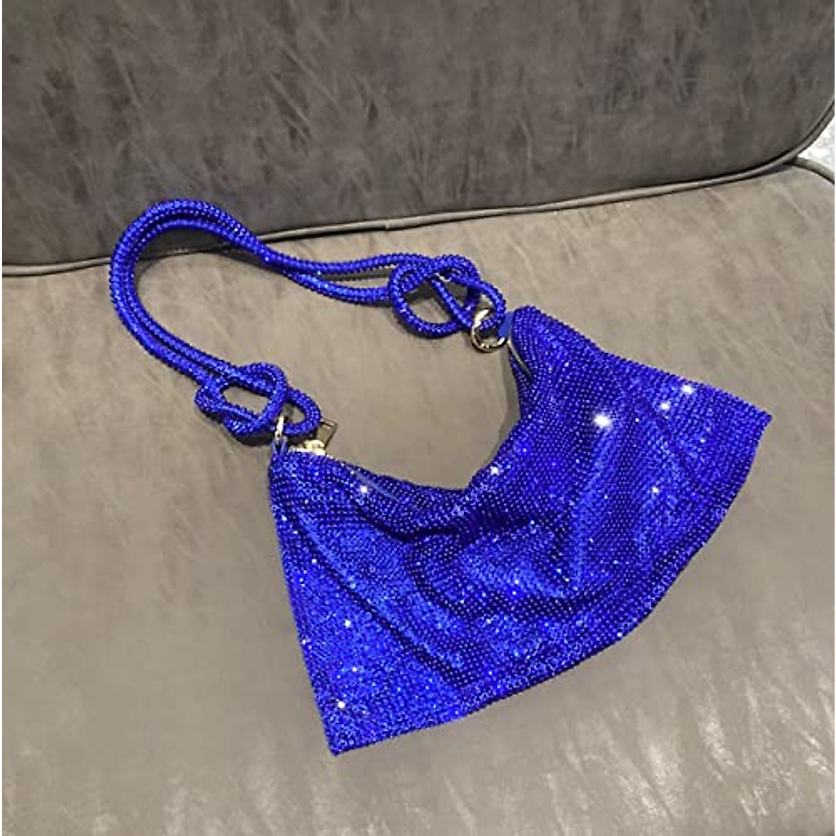 miscloder Rhinestone Purses for Women Evening Sparkly Gold Clutch Purse Chic Silver Hobo Bag for Wedding Party Prom (Blue)