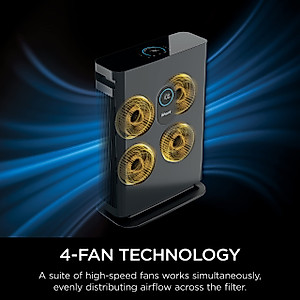 Shark HE402AMZ Air Purifier 4 True HEPA with Microban Protection, Advanced Odor Lock, 4 Fan, Grey (Renewed)