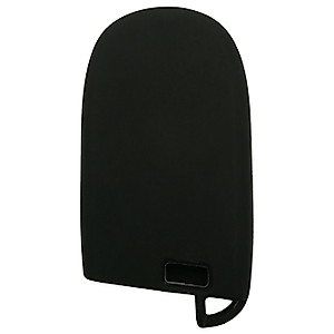 Silicone Smart Key Fob Skin Cover Case Protector 5 Buttons Keyless Jacket Remote Bag Fit for Jeep Grand Cherokee Dodge Challenger Charger Dart Durango Journey Chrysler 300 (Black with Red + Red)