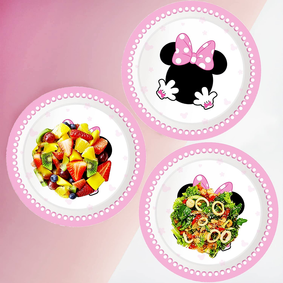 AMZPTBOY 40 Pcs Pink Mouse Birthday Party Supplies,Mouse Party Supplies Tableware Paper Plates,7Mouse Dessert Plates for Girls Mouse Themed Party Baby Shower Pink Mouse Birthday Decorations