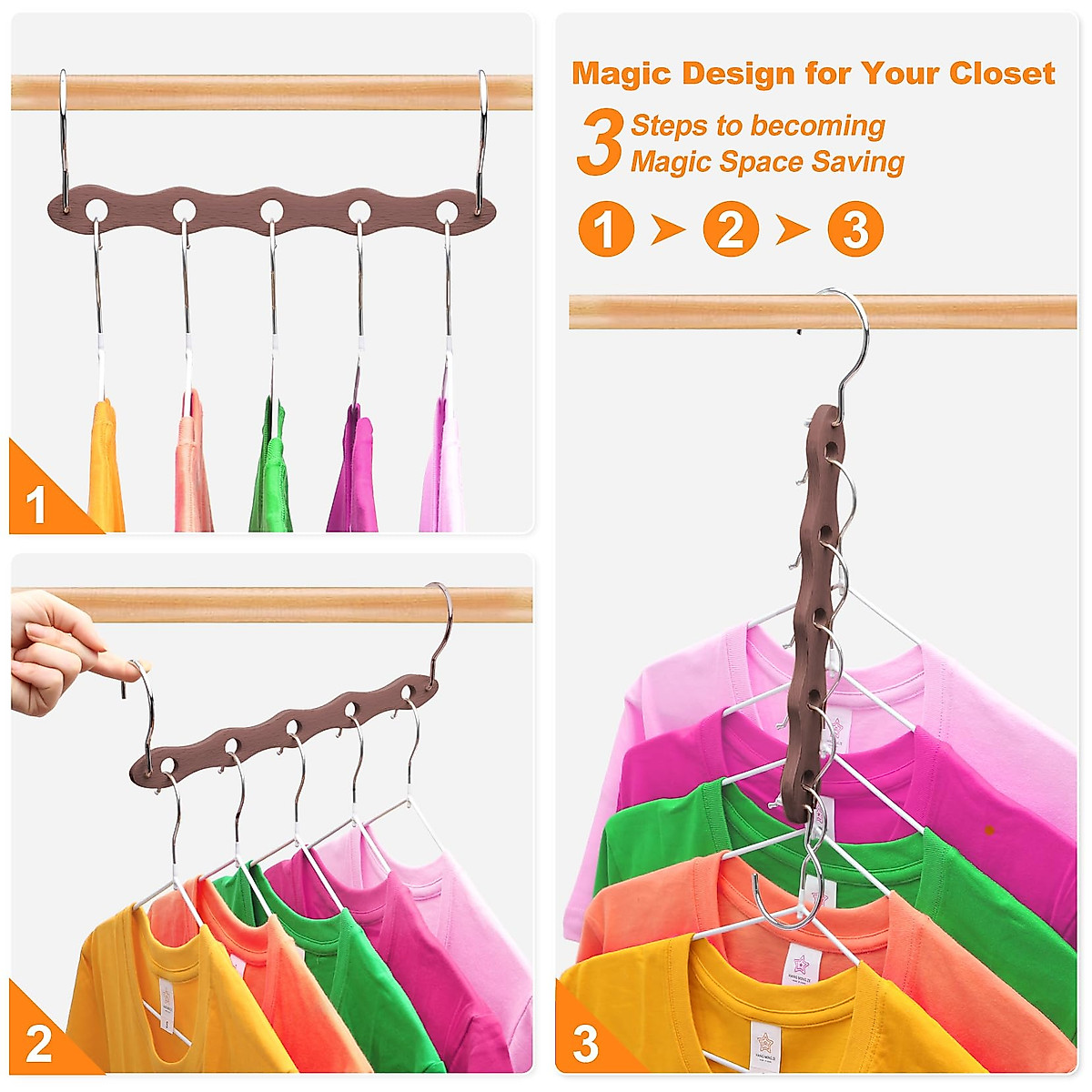 HEYHOUSE Closet Organizers and Storage,College Dorm Room Essentials,Multifunctional Closet Organizer Magic Space Saving Hangers for Wardrobe