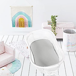 AMROSE Heavenly Soft Microfiber Bassinet Sheets, Fit for Halo Bassinest Swivel Sleeper, 2 Pack Hourglass Bassinet Mattress Sheet Set for Boys Girls, White & Gray