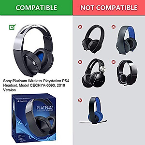 SOULWIT Ear Pads Cushions for Sony Platinum Wireless Playstation PS4 Headset, Replacement Earpads for 2018 Version, Headphone Model CECHYA-0090 (Black)