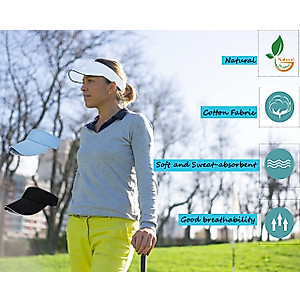 VOVCIG Adjustable Empty Top Sun Hat White Visors for Women Beach Sports Sun Hat Men Women Sun Sports Visor Hat (White)