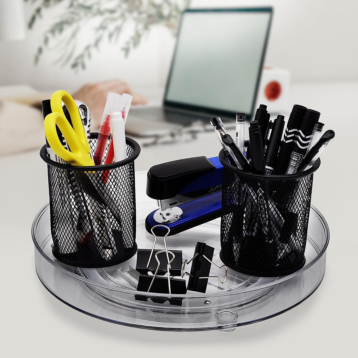 Lazy Susan Rotating Turntable Food Storage Container for Cabinets, Pantry, Fridge, Countertops,Vanity,BPA Free - Spinning Organizer for Spices, Condiments - 9" Round , Clear-2 Pack