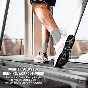 Compression Running Ankle Socks for Men and Women (6 Pairs), Quarter Athletic Socks for Running, Cycling, Golf, Work