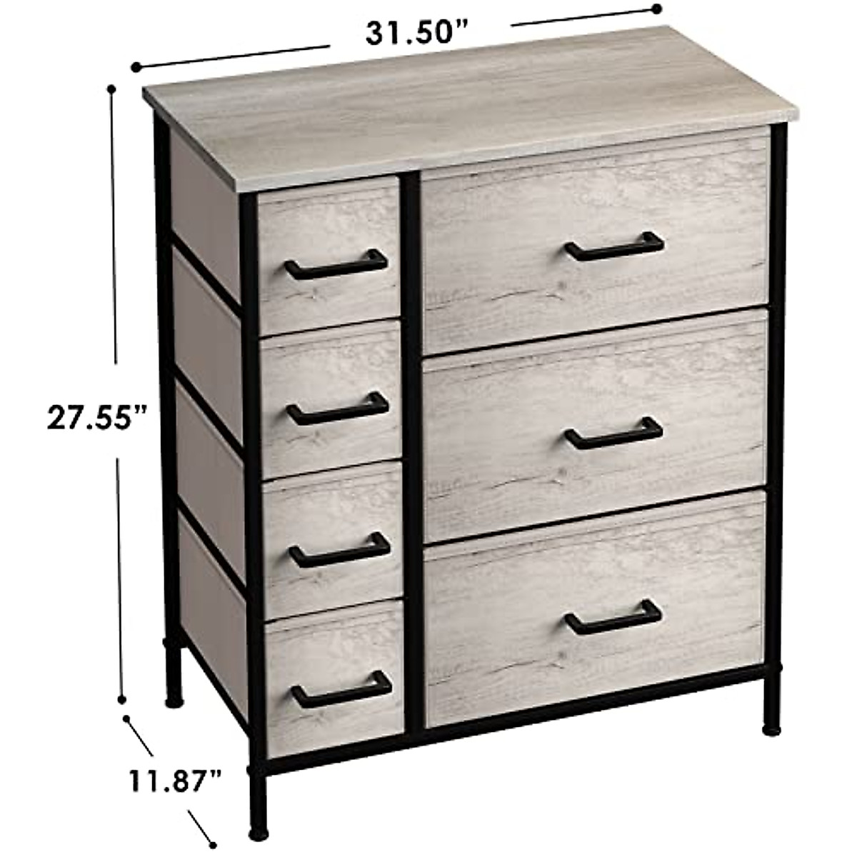Sorbus Dresser with 7 Faux Wood Drawers - Storage Unit Organizer Chest for Clothes - Bedroom, Hallway, Living Room, Closet, & Dorm Furniture - Steel Frame, Wood Top, & Easy Pull Fabric Bins