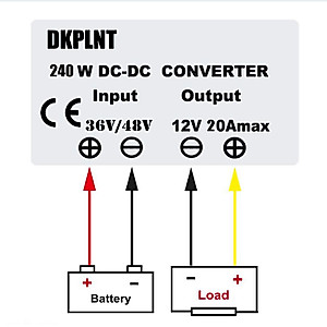 dkplnt 20A 240W 12v Golf Cart 48V 36V to 12V Converter Voltage Regulator Reducer Transformer with Fuse
