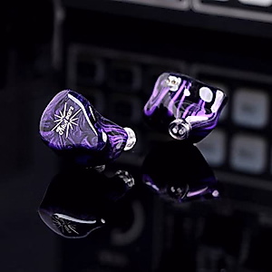 Linsoul Kiwi Ears Quartet 2DD+2BA Hybrid In-Ear Monitor, HiFi Earphones with Hand-crafted Resin Shell, Detachable OFC Silver-plated IEM Cable for Audiophile Musician DJ Studio Gaming (Purple, Quartet)