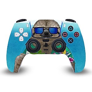 Head Case Designs Officially Licensed Barruf Sloth In Summer Art Mix Vinyl Faceplate Sticker Gaming Skin Decal Cover Compatible With Sony PlayStation 5 PS5 DualSense Controller