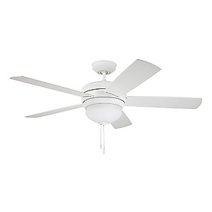 Luminance Kathy Ireland Home Summerhaven LED Ceiling Fan with Light Kit, 52 Inch | Outdoor Wet Rated Fixture with Weather Resistant Blades | Includes Candelabra Base Bulbs and Pull Chain, Satin White