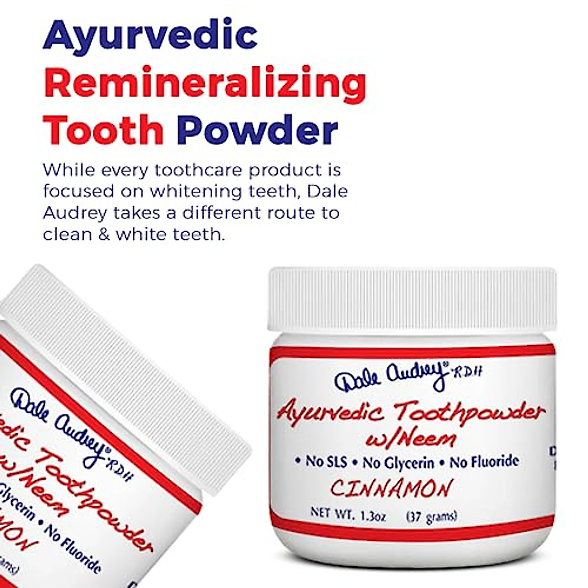 Dale Audrey Ayurvedic Remineralizing Tooth Powder for Sensitive Teeth | Cinnamon Powder for Teeth Whitening | Organic Tooth Powder for Gum and Bad Breath (1.3 Oz)