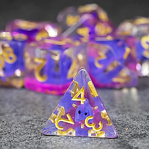 Sage's Portal Animal Familiars Resin DND Dice Set Polyhedral Dice Set for Dungeons and Dragons RPG Pathfinder Tabletop TTRPG (Baby Purple Dragon)
