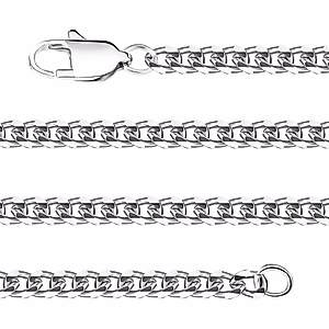 CBLKUS 3.5mm Stainless Steel Chain Necklace, Mens Silver Curb Link Chain, Diamond Cut Solid Cuban Link Chain For Women, Italy Mens Jewelry Available In 16-28 Inches