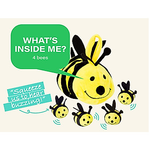 Etna Plush Buzzing Bees Toy - Cute Soft Mommy Bee Carrier Holds 4 Baby Bee Dolls, Squeeze Activated Sounds