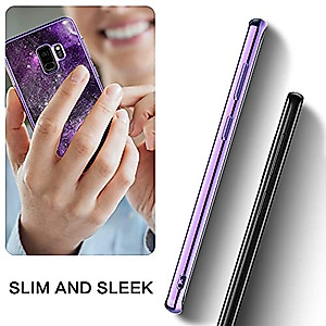 BENTOBEN Compatible Samsung S9 Case, Slim Fit Glow in The Dark Shockproof Hybrid Hard PC Soft TPU Bumper Drop Protective Girls Women Men Phone Cover for Samsung Galaxy S9 5.8", Purple Nebula